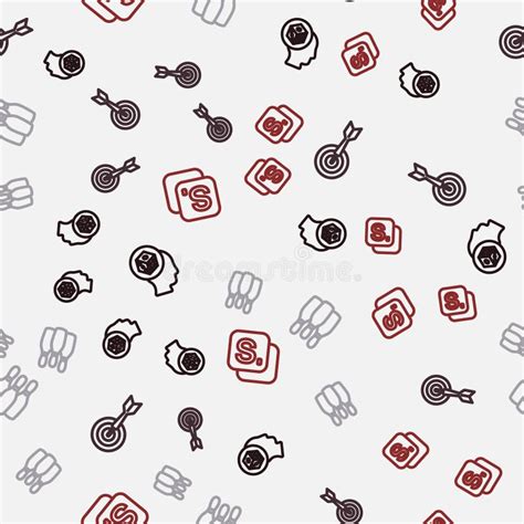 Set Line Game Dice Classic Dart Board And Arrow Bowling Pin And Bingo On Seamless Pattern