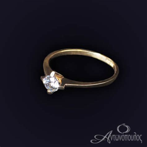 Δαχτυλίδι Μονόπετρο Χρυσό 14 Καράτια με Ζιργκόν Ka029 Αντωνόπουλος