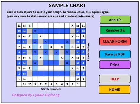 Overlay Mosaic Crochet Chart Creator Template For Excel Automatically
