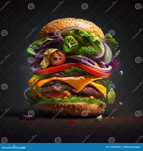 Delicious Burger Spicy Ai Generate Stock Illustration Illustration Of