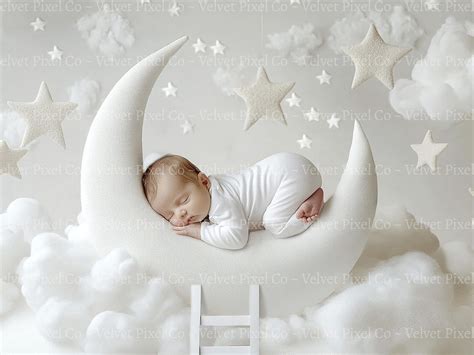 Digital Newborn Backdrop Moon Stars Newborn Digital Background Newborn Photography Moon Stars