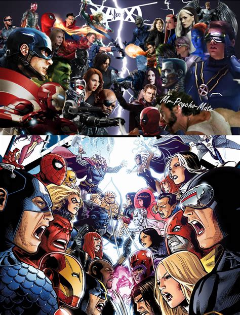 Avengers Vs X Men Side By Side By Mr Psycho Mate On Deviantart