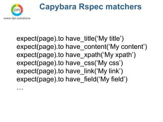 Capybara RSpec Ruby Dsl Based Web Ui Qa Automation PPTX