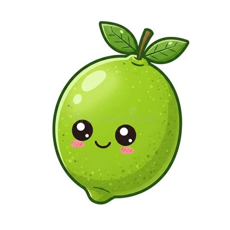 Cartoon Style Lime Featuring A Cute Face With Large Sparkling Eyes And