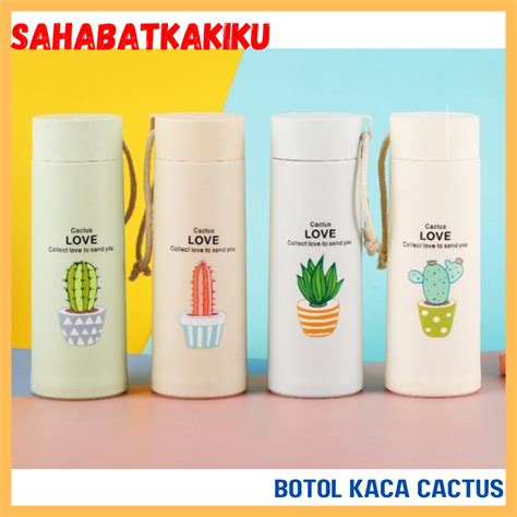 Jual Botol Kaca Motif Kaktus Botol Kaca Termos Tumbler Unik Motif