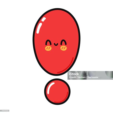 Exclamation Point Character Vector Hand Drawn Cartoon Kawaii Character
