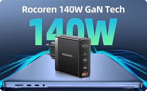 Rocoren Caricatore Usb C Macbook Pro 140w Pd31 Alimentatore 3 Porte