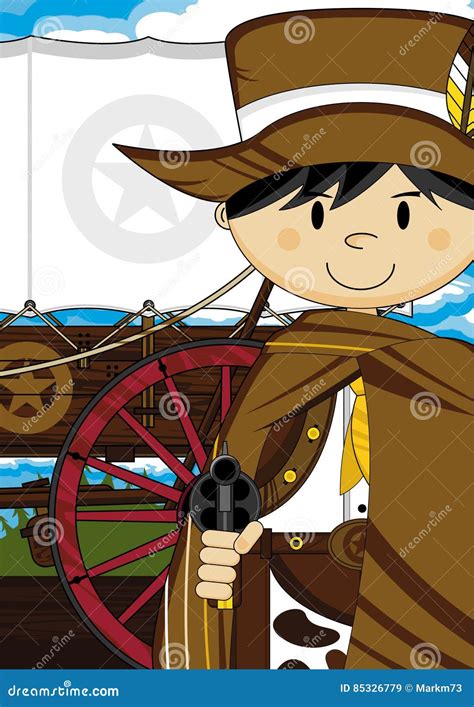 Chuck Wagon Popular Covered Wagon Perspective View Cartoon Vector