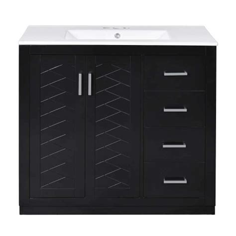 Adrinfly 36 In Black Bath Vanity With White Ceramic Sink Top Combo