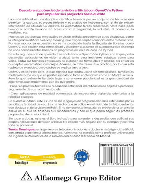 OpenCV Aplicaciones prácticas de visión artificial con Python ed Alfaomega México