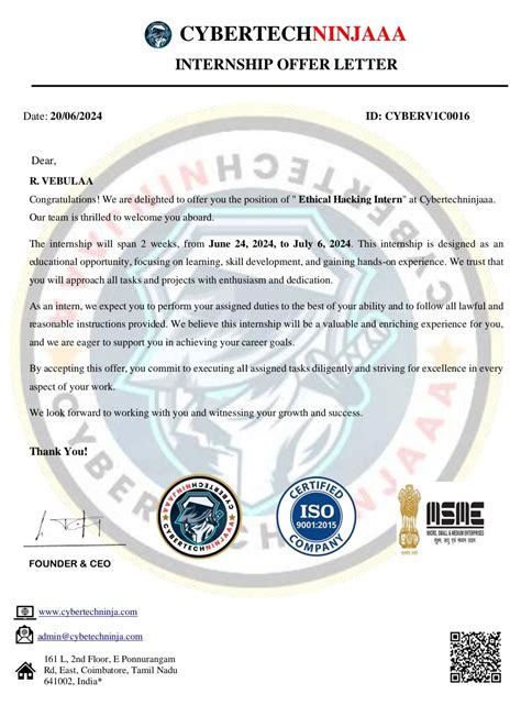 Vebulaa R On Linkedin Cybersecurity Internship Careergrowth Techjourney