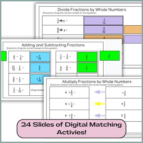 Add Subtract Multiply Divide Fraction Activity Bundle Matching And Worksheets
