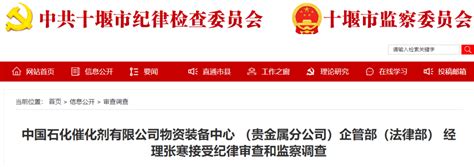 中国石化催化剂有限公司一干部接受审查调查十堰市网站张寒