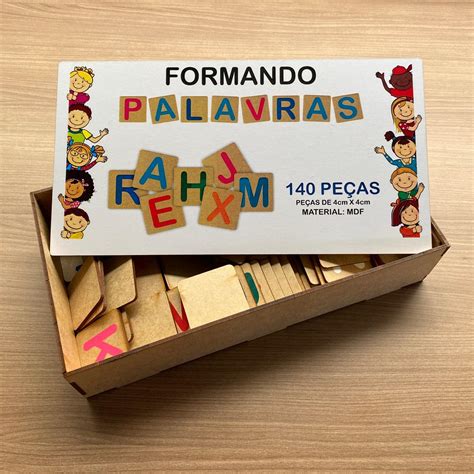 Jogo Educativo Alfabeto Móvel Formando Palavras mdf Madeira Mega