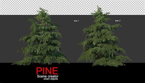 Premium Psd Pine Trees Of Various Sizes
