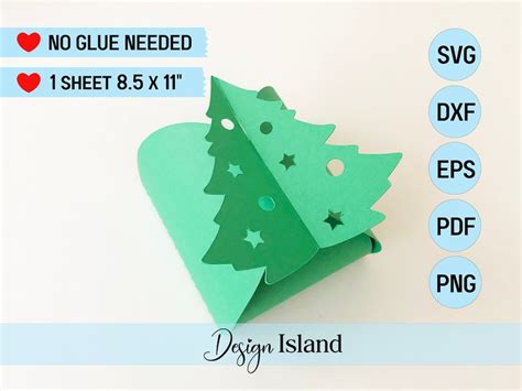 Christmas Tree Box SVG Christmas Tree Gift Box Template Twist Box SVG No Glue Box Svg