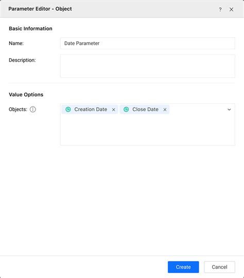 create parameters