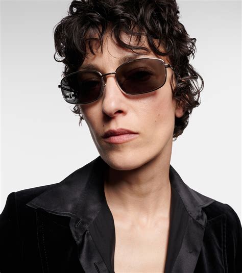 Triomphe Rhinestone 02 Rectangular Sunglasses In Black Celine Eyewear