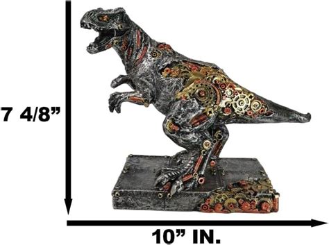 Ebros Gift Figura de T Rex Steampunk de trabajo pintado de la era jurásica depredador