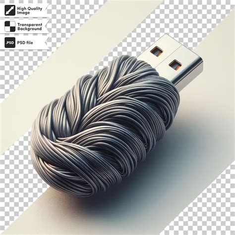 Premium Psd Psd Usb Cable On Transparent Background With Editable Mask Layer
