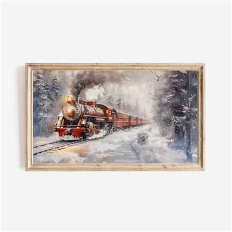 Lucky 888 Train Tv Art Vintage Locomotive Winter Journey Snowy Rails