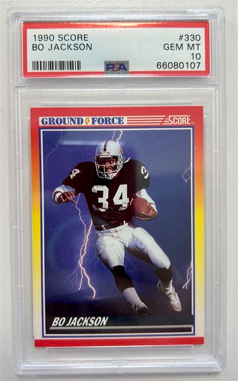 1990 Score Football Bo Jackson Ground Force Psa 10 Pop 82 Raiders