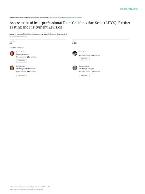 Assessment Of Interprofessional Team Collaboration3 Pdf Factor