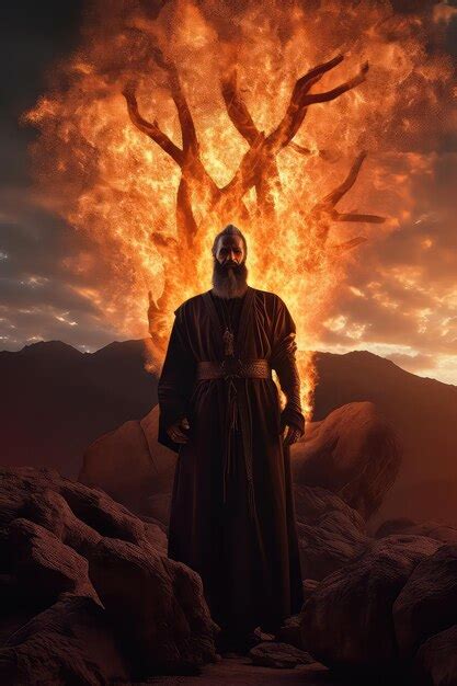 Premium Photo A Man Stands In Front Of A Burning Tree Of Life