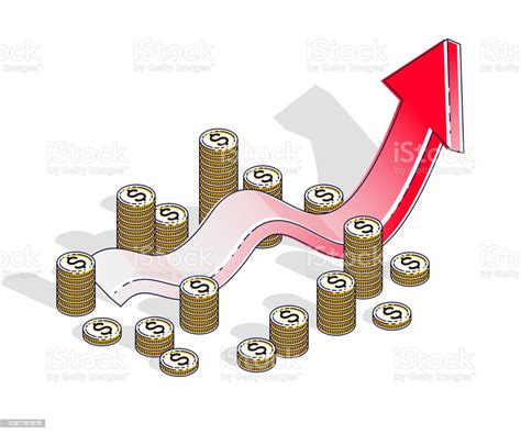 성공과 소득 개념 성장 성장 차트 통계 바 현금 돈에 고립 된 흰색 배경 스택 3 차원 Isometric 비즈니스 및 금융