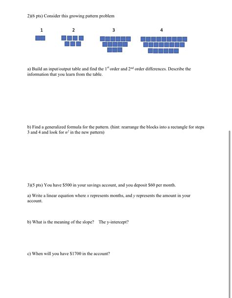 26 Pts Consider This Growing Pattern Problem 4 A