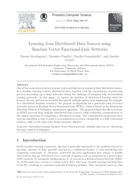 Pdf Learning From Distributed Data Sources Using Random Vector