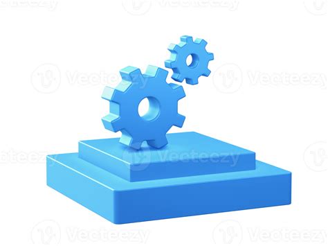 3d Render Of Setting Gear Configuration Icon With Square Podium 27748131 Png
