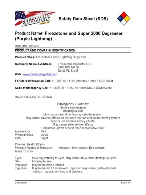 Purple Power Degreaser Sds Sheet Ozix