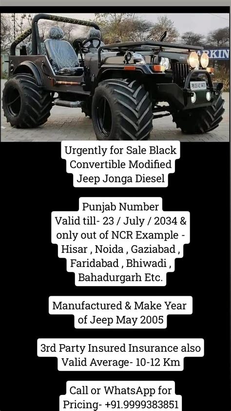 V B On Linkedin Urgently For Sale Black Convertible Modified Jeep Jonga Diesel Punjab…