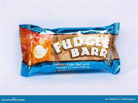 Fudgee Barr Mocha Cream Filled Vanilla Cake Editorial Image Image Of