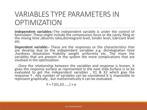 Optimization Techniques In Formulation Development Response Surface
