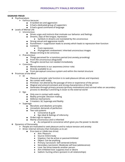Psychology Theories Of Personality Reviewer