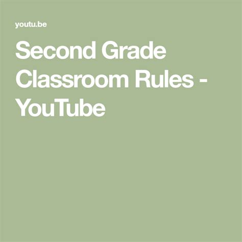 Second Grade Classroom Rules Youtube Classroom Rules Classroom Ideas