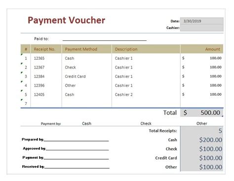 Payment Voucher Templates Free Printable Word Excel Pdf