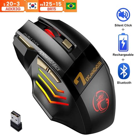 충전식 블루투스 무선 Pc 게이머 마우스 컴퓨터 게임 마우스 인체 공학적 마우스 5500 Dpi 저소음 마우스 노트북