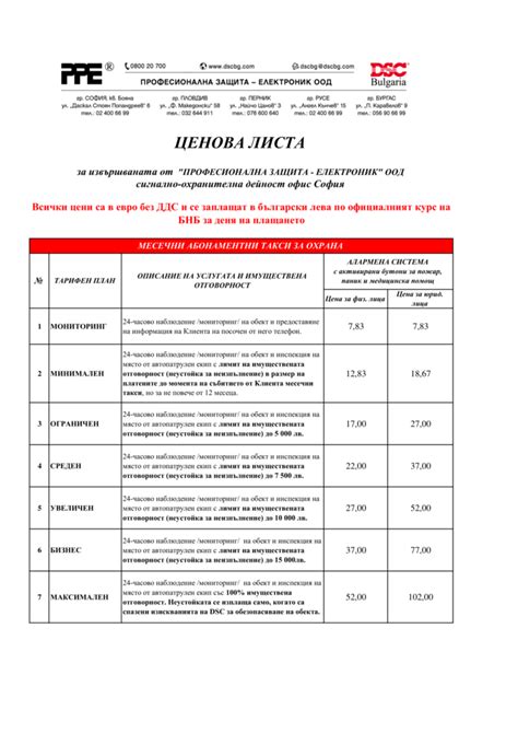 Цени - DSC Bulgaria