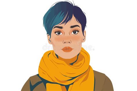 Extravagant Non Binary Person Isolated Stock Vector Illustration Of Darkhaired Beauty 364286296