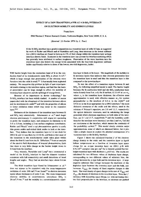 Pdf Effect Of A Thin Transition Layer At A Si Sio2 Interface On