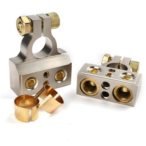 2PCS Battery Terminal Connectors, 0/4/8/10 Gauge Positive Negative Car ...