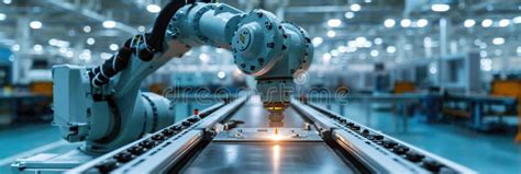 automated industrial robot arm in manufacturing factory warehouse stock