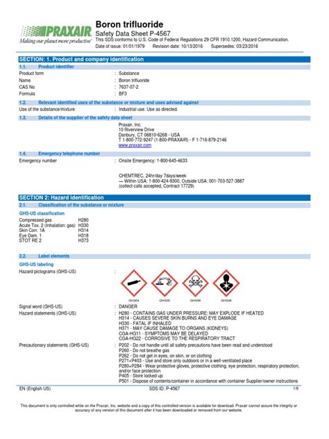 Bf Msds Sheet Fluorine Personal Protective Equipment