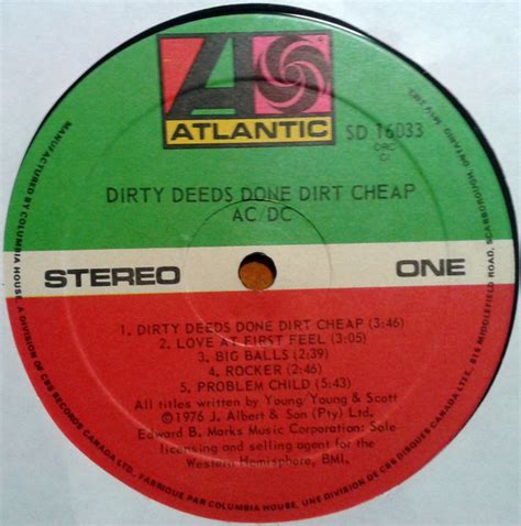 AC DC Dirty Deeds Done Dirt Cheap Vinyl LP Album At Discogs