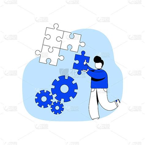商业概念矢量插图。拿着一张拼图的商人来解决这个拼图商业解决方案，创造性，问题解决。人物卡通插图平面风