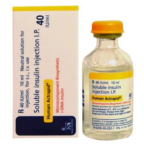 10ml Human Actrapid Soluble Insulin Injection 40 Iuml At Best Price In Nagpur