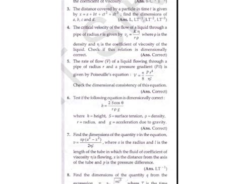 Dimensional Consistency Class 11 Pdf